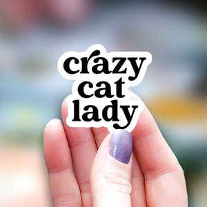 Crazy Cat Lady Sticker, Cute Cat Decal, Cat Mom Sticker, Kindle Sticker ...