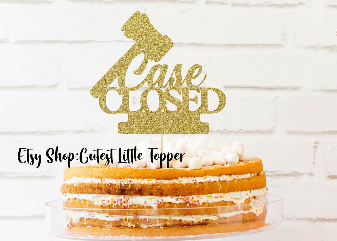 Case Closed Cake Topper, Glitter Cake Topper, Law School Grad Cake ...