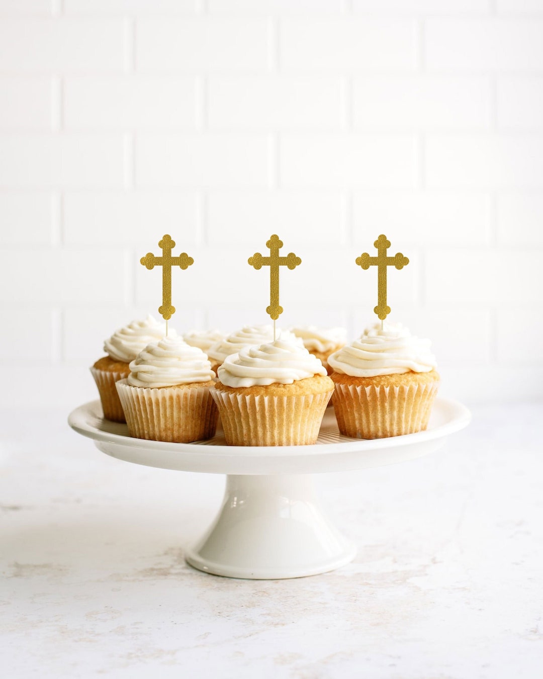 Baptism Cupcake Topper, Glitter Cupcake Topper, Christening Cake Topper ...
