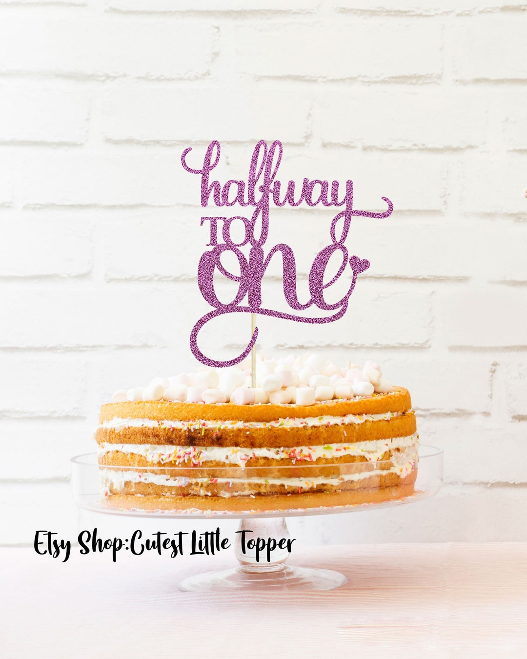 Halfway to One Cake Topper, 1/2 Birthday Cake Topper, Smash Cake, 6 ...
