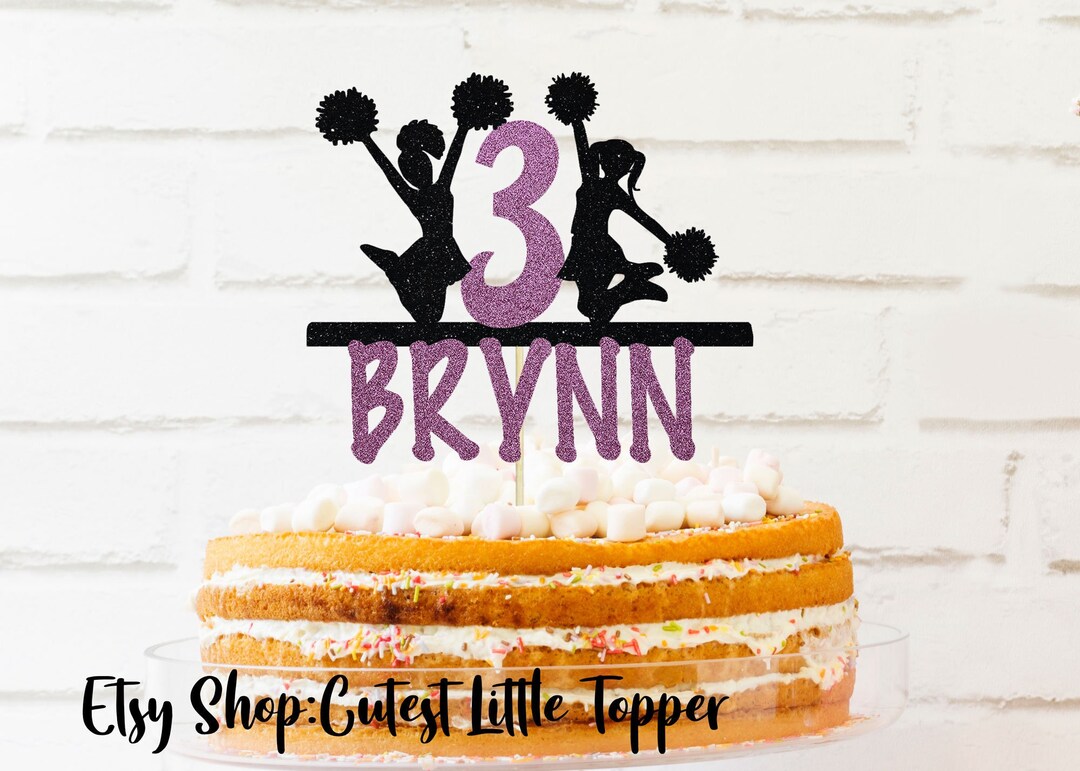 Personalized Cheerleading Cake Topper, Glitter Cake Topper, Cheer ...