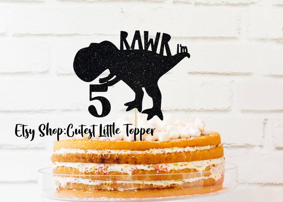 Dinosaur Cake Topper Rawr I'm 5 Cake Topper Dinosaur - Etsy