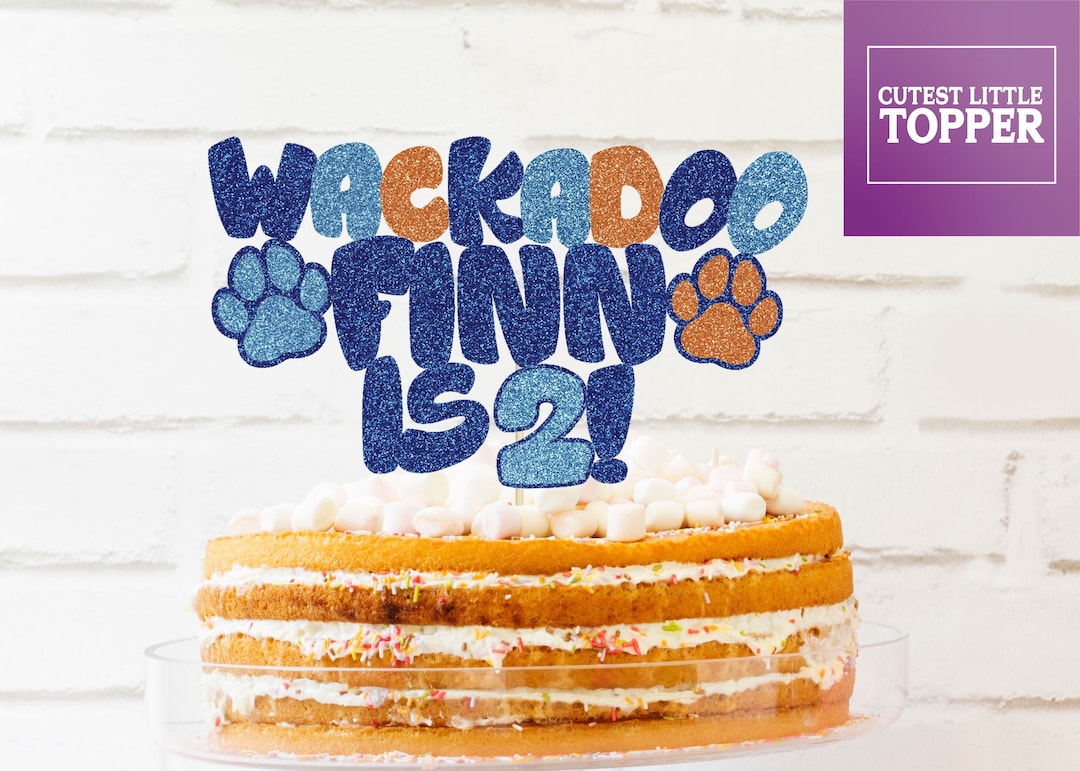 Wackadoo I'm 2 Cake Topper, Birthday Cake Topper, Glitter Cake Topper ...