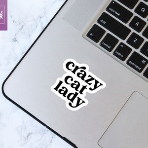 Crazy Cat Lady Sticker, Cute Cat Decal, Cat Mom Sticker, Kindle Sticker ...