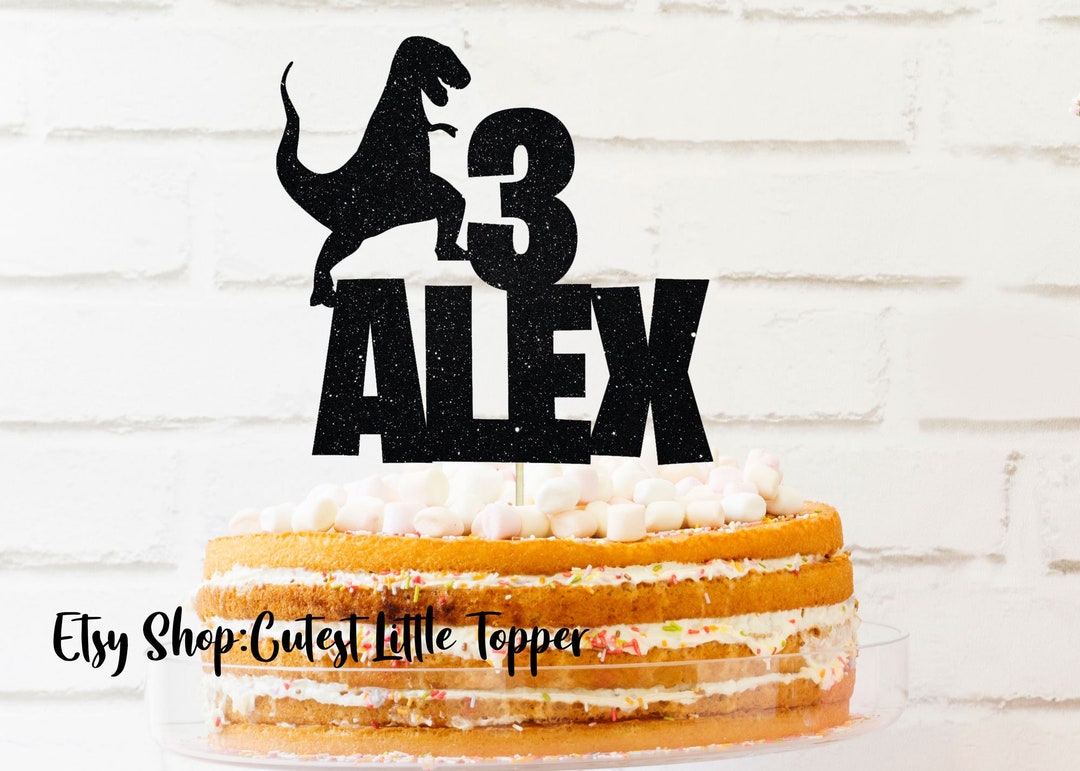 Dinosaur Cake Topper, T-rex Cake Topper, Dinosaur Party, Glitter Cake ...