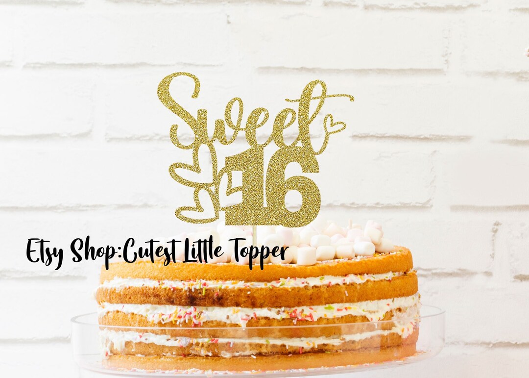 Sweet 16 Cake Topper, Birthday Cake Topper, Happy 16th Birthday Cake ...