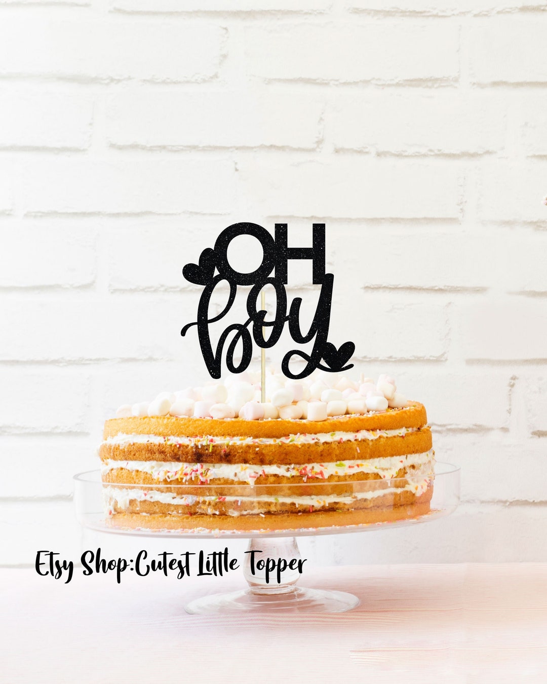 Oh Boy Cake Topper, Glitter Cake Topper, Baby Shower Cake Topper, Baby ...
