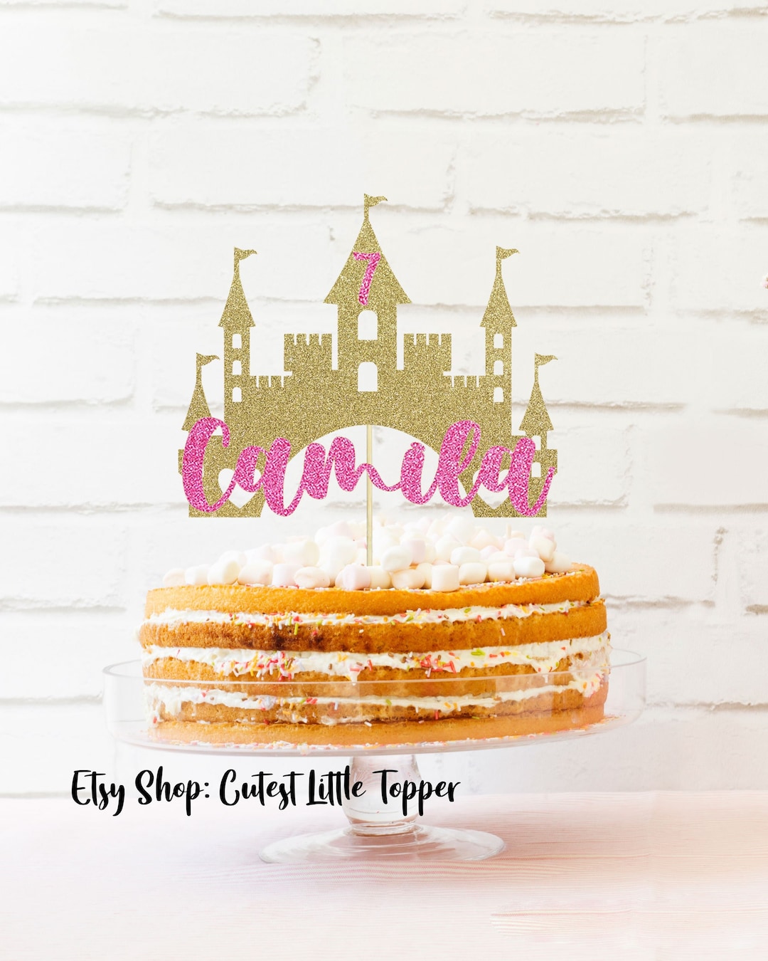 Castle Cake Topper, Glitter Topper, Magical Party, Princess Cake Topper ...