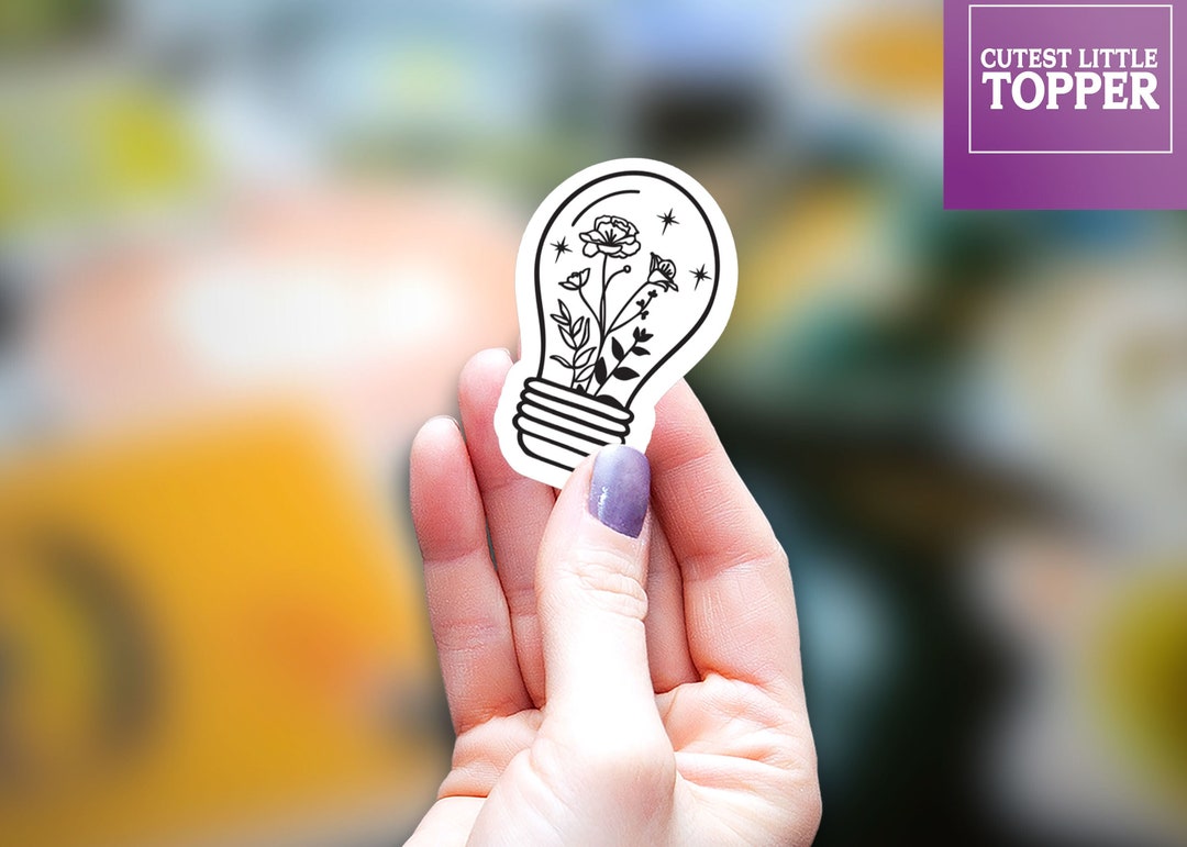 Light Bulb and Flowers Sticker, Be the Light Sticker, Inspiration ...