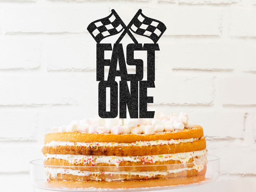 Fast One Cake Topper, 1st Birthday Cake Topper, Glitter Topper, Racing ...