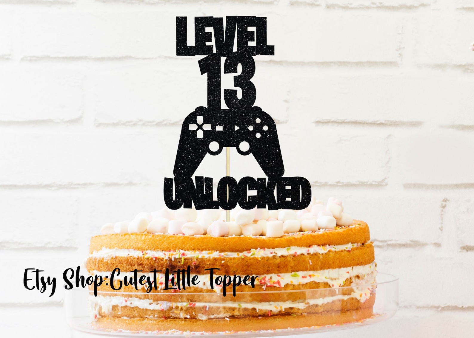 Level 13 Unlocked Cake Topper Glitter Cake Topper Gamer Cake - Etsy