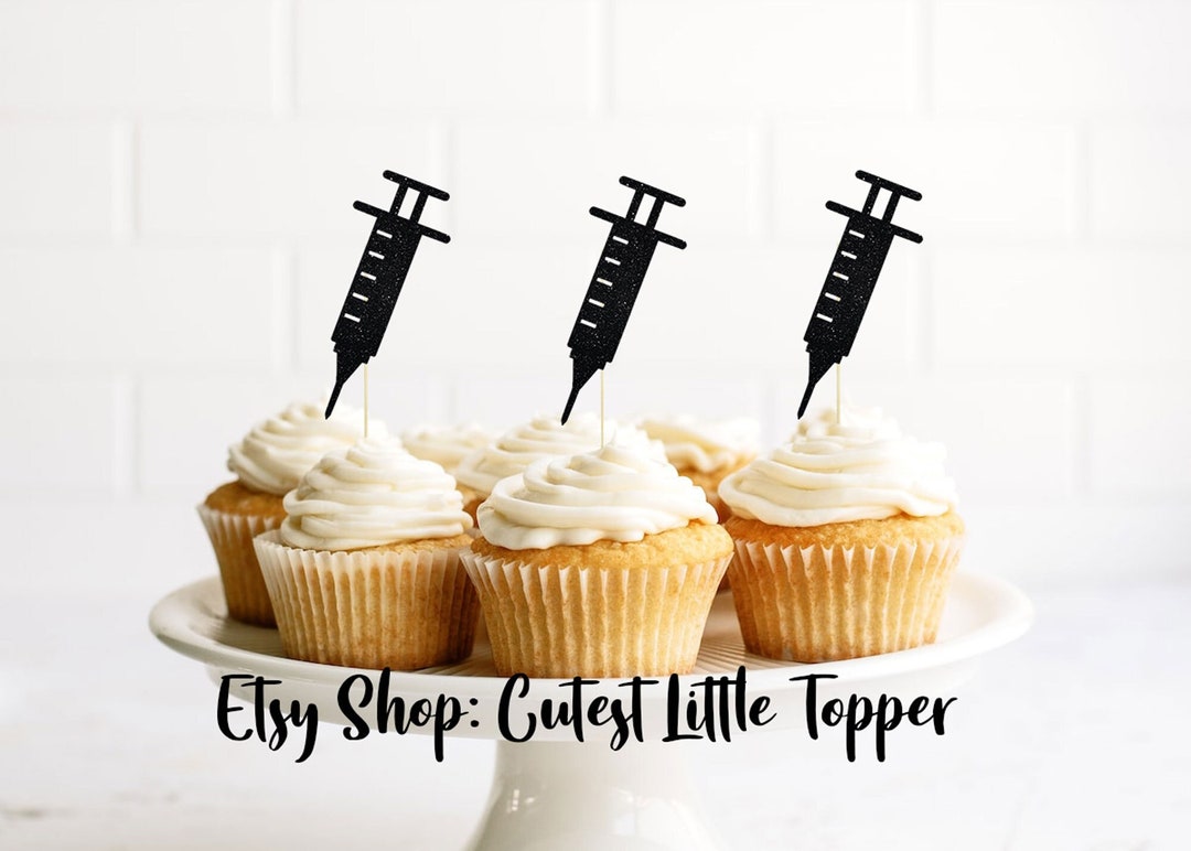 Syringe Needle Cupcake Toppers, Nurse Cupcake Toppers, Congrats Nurse ...