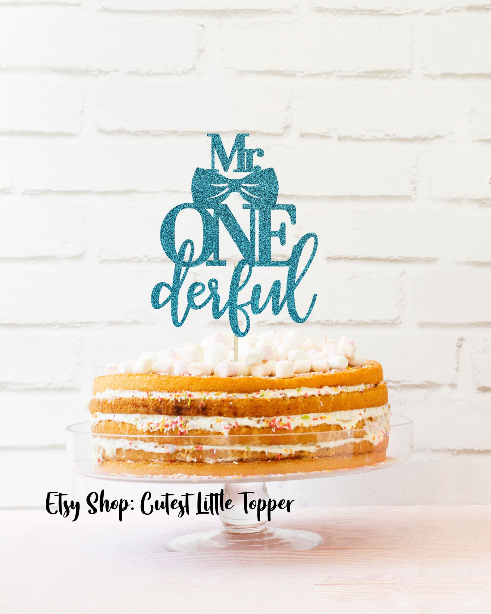 Mr One Derful Cake Topper Glitter Cake Topper First Birthday - Etsy