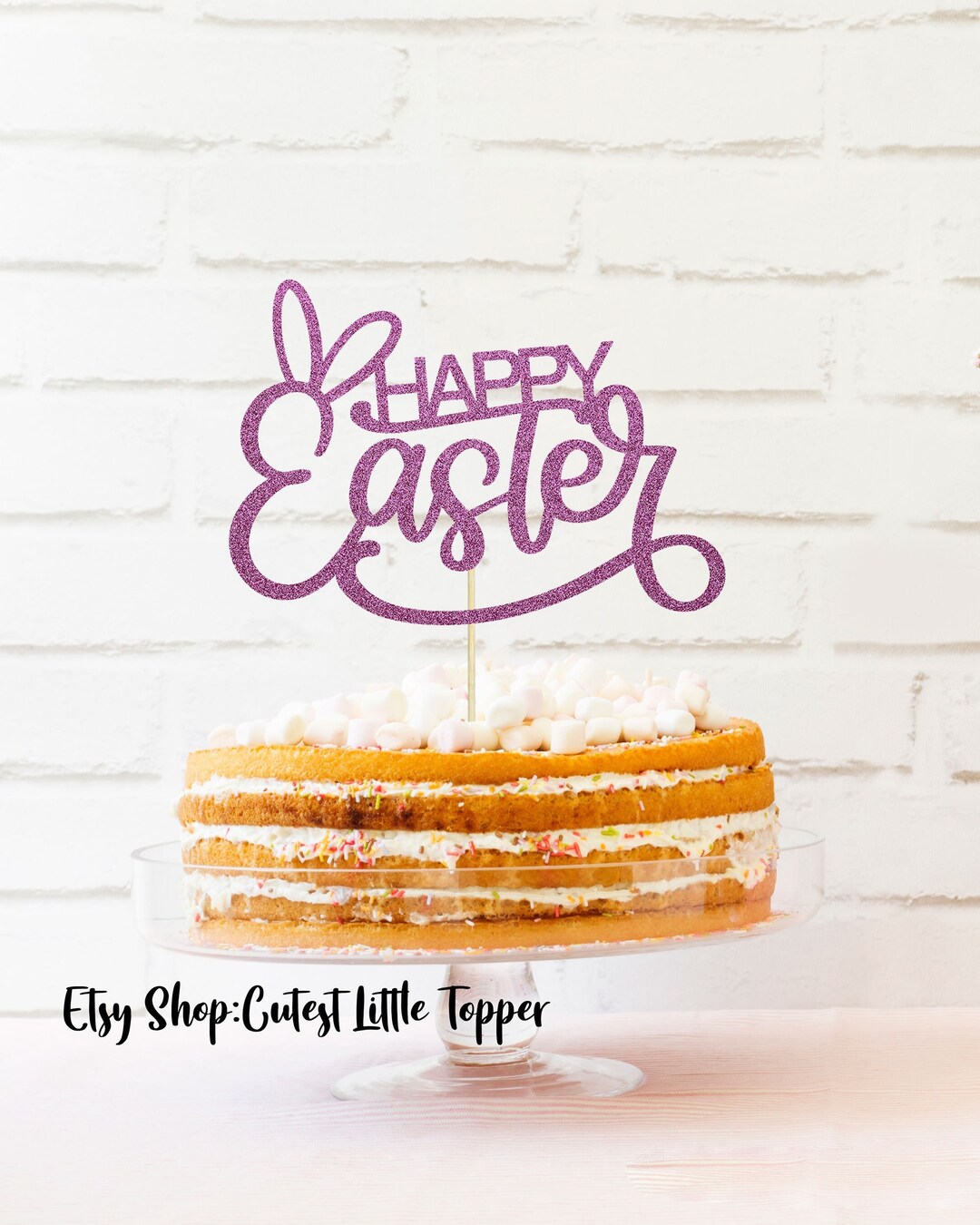 Happy Easter Cake Topper, Glitter Cake Topper, Easter Cake Topper ...