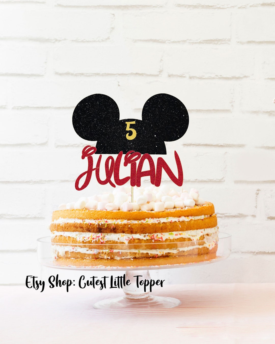 Personalized Mouse Birthday Cake Topper, Glitter Cake Topper, Mouse ...