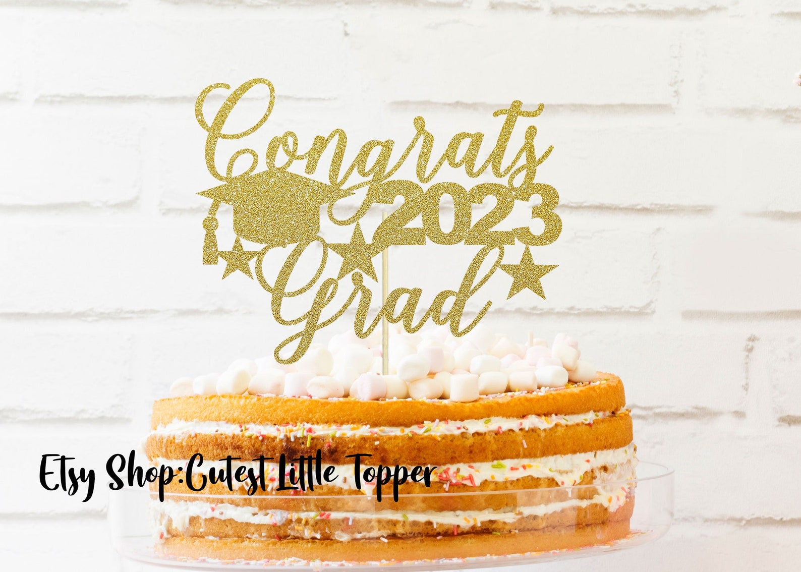 Graduation Cake Topper Glitter Cake Topper Congrats Grad - Etsy