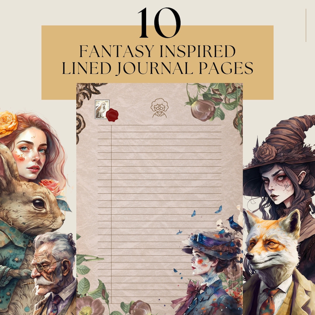 10 Fantasy Lined Journal Pages / Writing Paper | Fantasy Ephemera ...