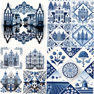 Delft Blue Mega Bundle Delft Blue Designs Delft Blue Digital Paper ...