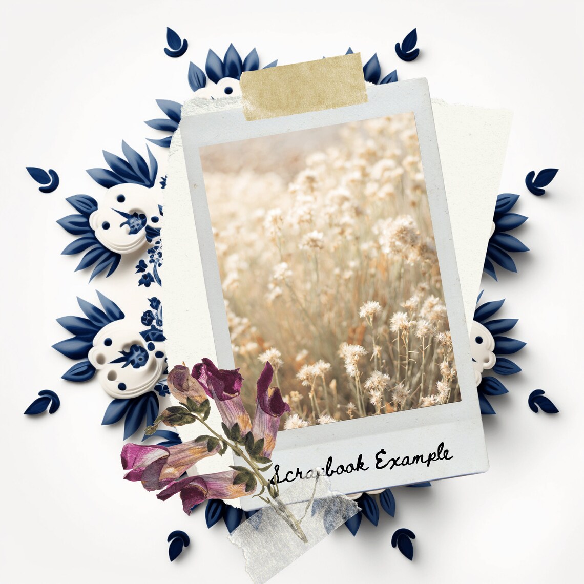 Delft Blue Flower Patterns & Cutouts | Digital Paper | Printable ...