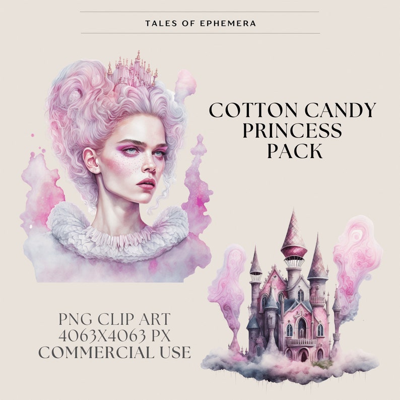 10 Cotton Candy Princess Clipart Pack PNG Fairytale Clip - Etsy