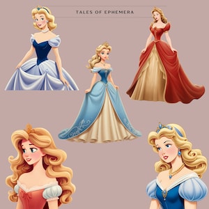 Animated Princess Clipart, PNG, Full Commercial Use, Watercolor Fantasy ...