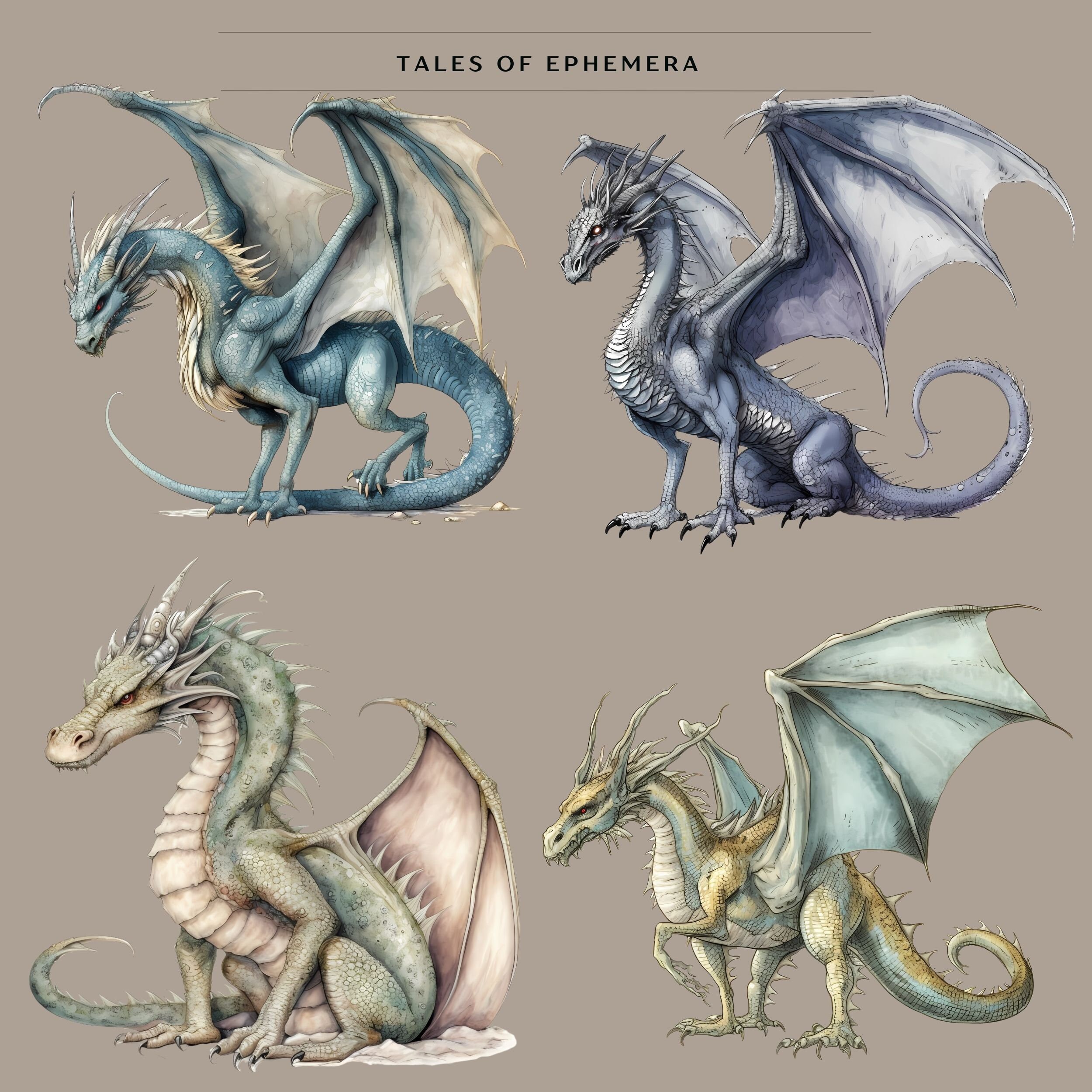 15 Classic Dragons Clipart PNG Full Commercial Use Fantasy - Etsy Canada