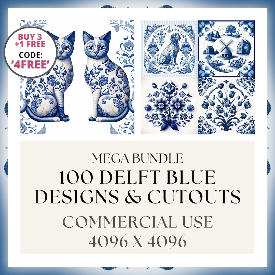Delft Blue Mega Bundle Delft Blue Designs Delft Blue Digital Paper Printable Backgrounds Instant ...