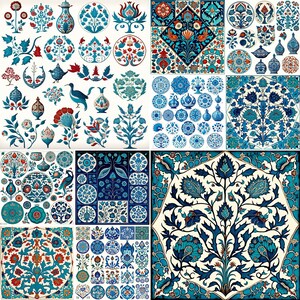 Antique Turkish Tile Patterns and Cutouts | Digital Paper | Printable ...