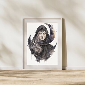 10 Crescent Moon Witch Clipart Pack | PNG | Gothic Fantasy Clip Art ...