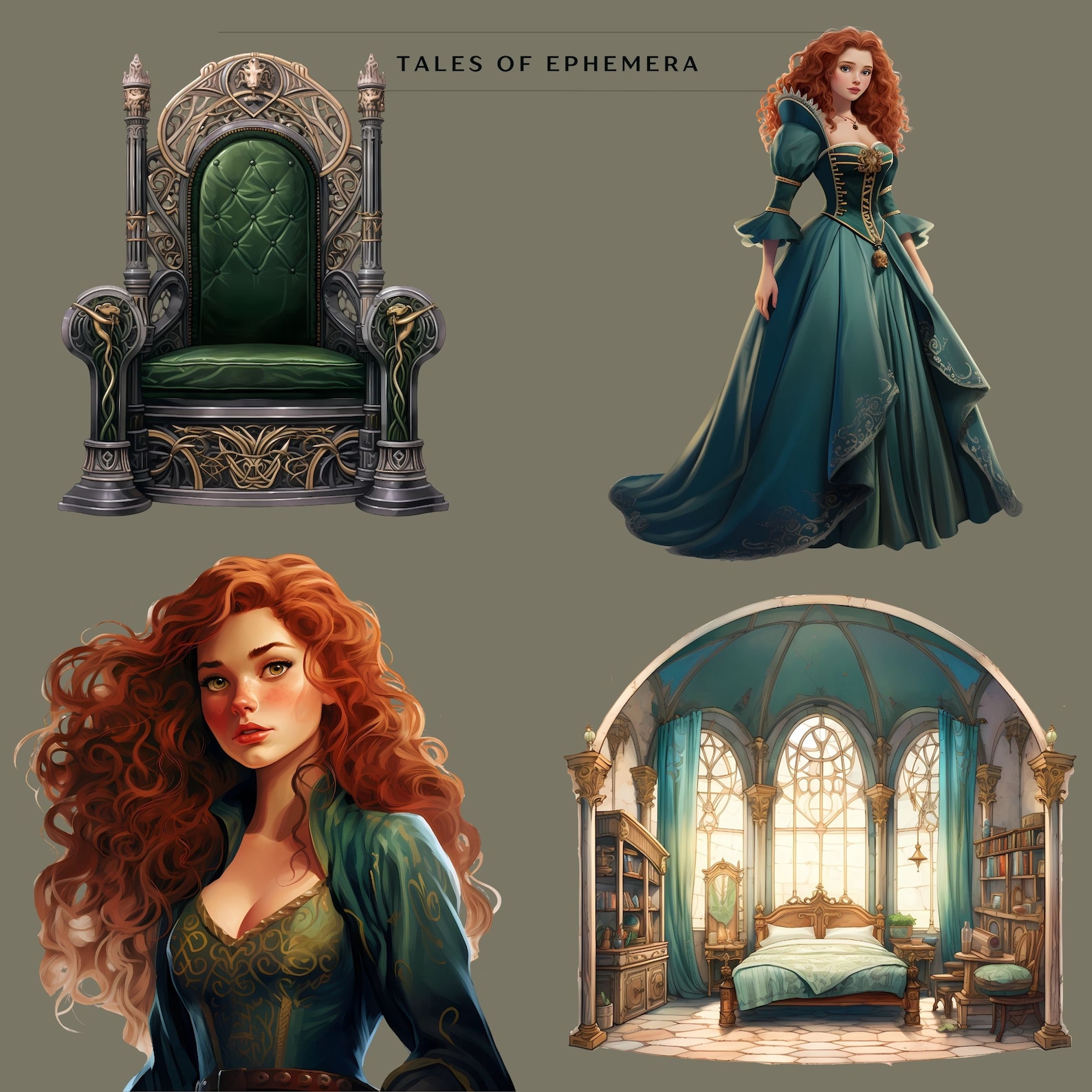 Princess Merida Brave Clipart, PNG, Full Commercial Use, Watercolor ...