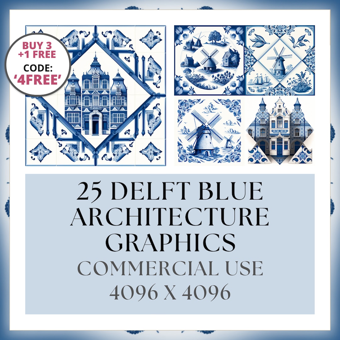 Delft Blue Architecture Patterns | Digital Paper | Printable ...