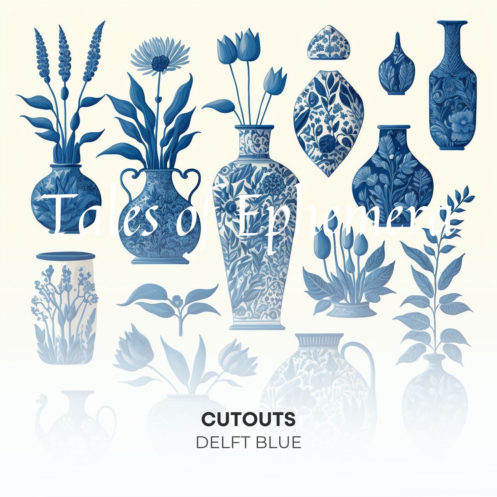 Delft Blue Patterns and Cutouts Digital Paper Printable - Etsy