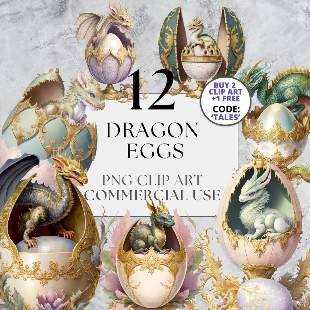 12 Dragon Eggs Clipart, PNG, Full Commercial Use, Fantasy Clipart ...