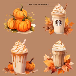 25 Pumpkin Spice Clipart, PNG, Full Commercial Use, Watercolor Cozy ...
