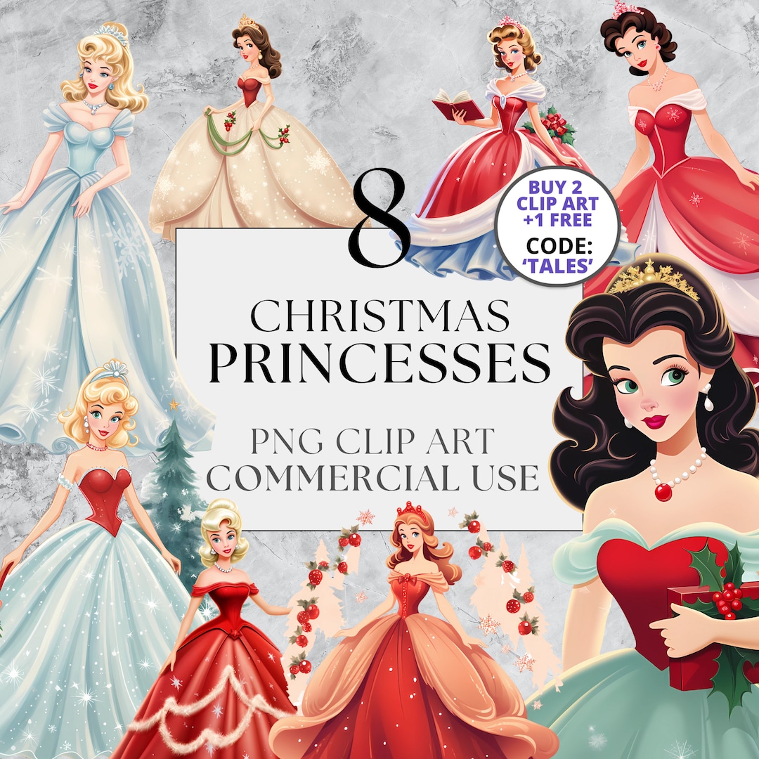 Christmas Princess Clipart, PNG, Full Commercial Use, Cozy Xmas Holiday ...