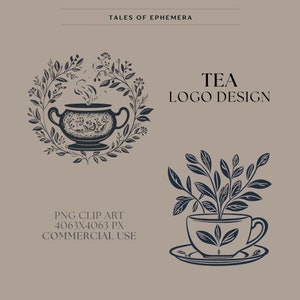 Tea Logo Design Clipart, Line Art Linocut Clipart, Food Clipart, Hot ...