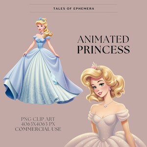 Animated Princess Clipart, PNG, Full Commercial Use, Watercolor Fantasy ...