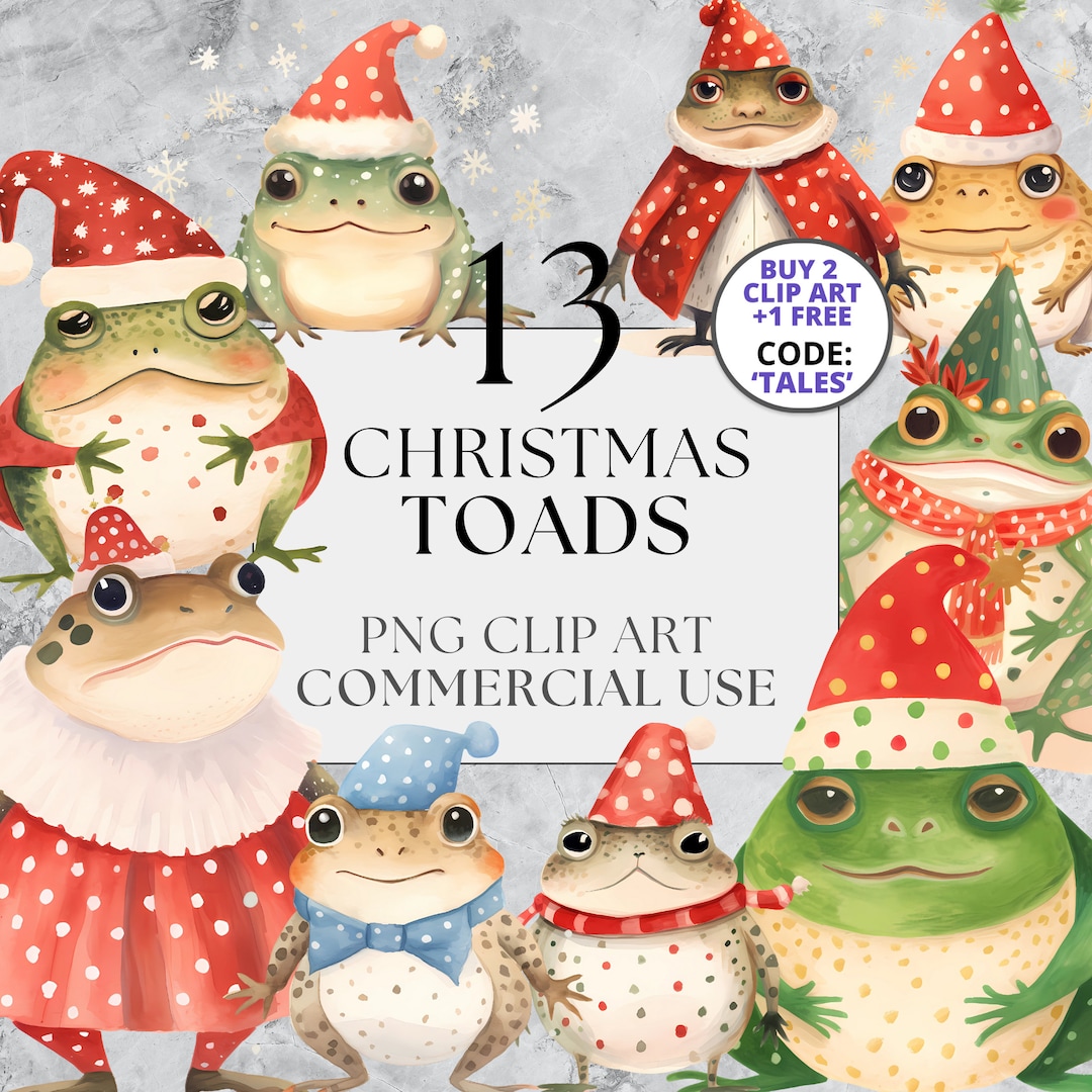 Christmas Toad Clipart Pack Toad Design Festive Clipart Christmas Toad ...