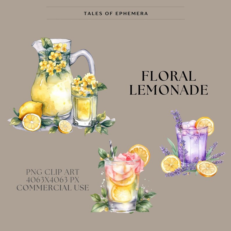 20 Floral Lemonade Clipart Pack PNG Food and Drink Clipart - Etsy