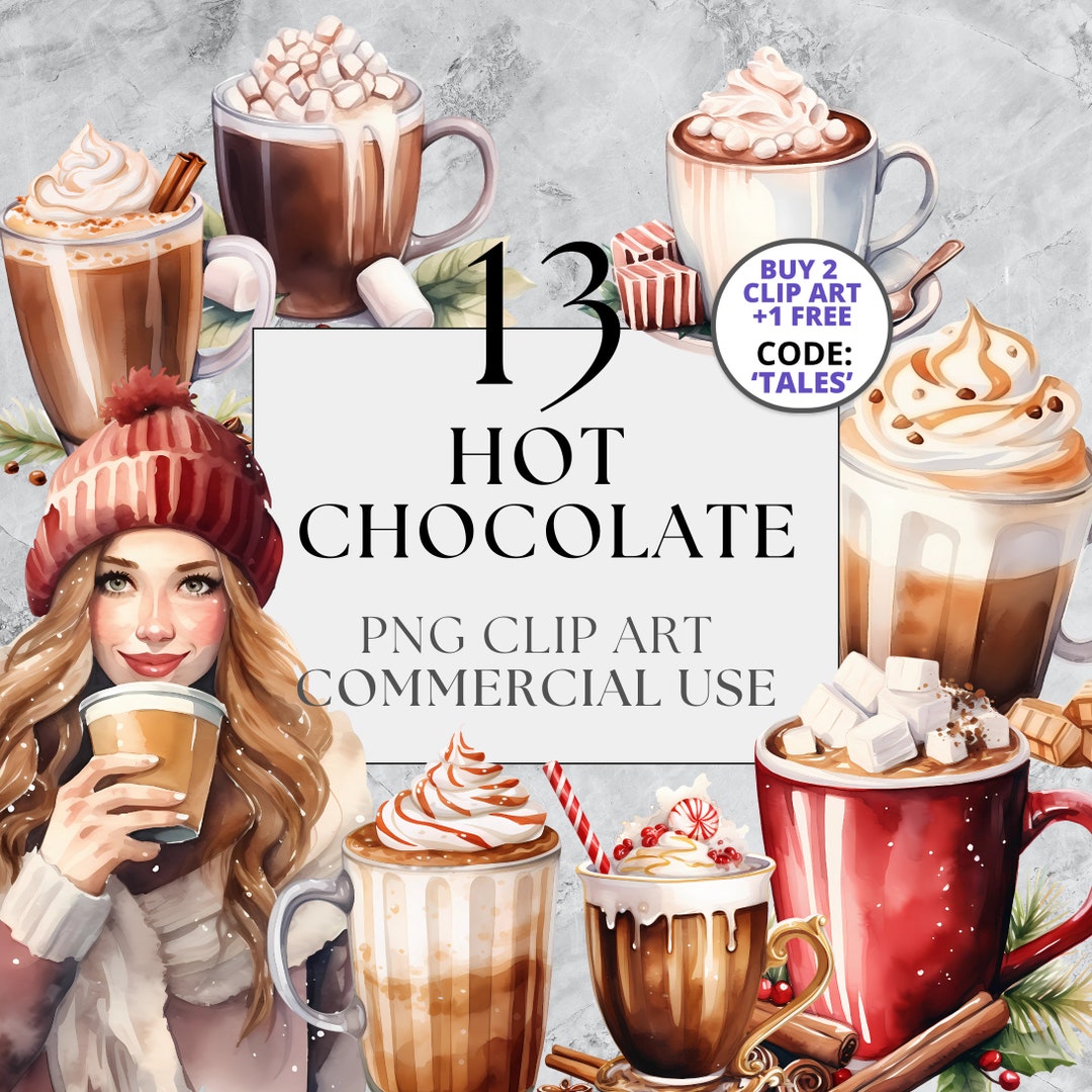 Hot Chocolate Clipart Pack, Festive Christmas Cozy Food Drinks PNG ...