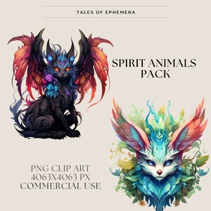 12 Spirit Animals Clipart, PNG, Full Commercial Use, Fantasy Clipart ...