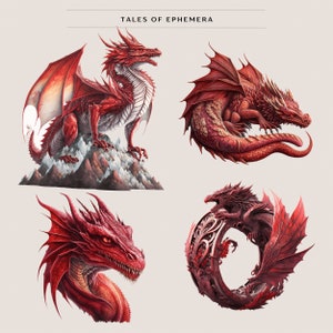 15 Red Dragon Clipart, PNG, Full Commercial Use, Fantasy Clipart ...