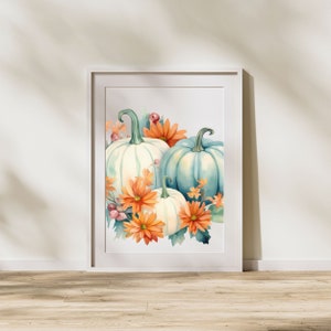 Floral Pumpkin Clipart, Fall Autumn Pumpkins Pastel Multicolor PNG ...