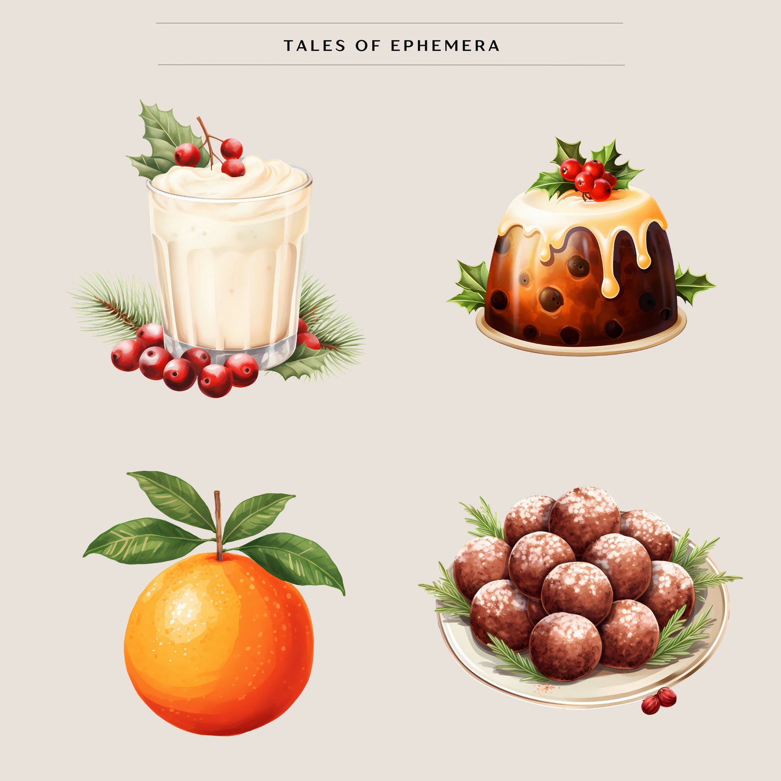 Festive Christmas Dessert Clipart Pack, Christmas Clipart, Festive ...