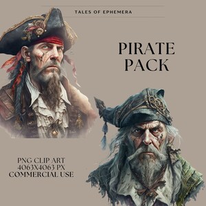 20 Pirate Clipart Pack, PNG Watercolor Clipart With Full Commercial Use ...