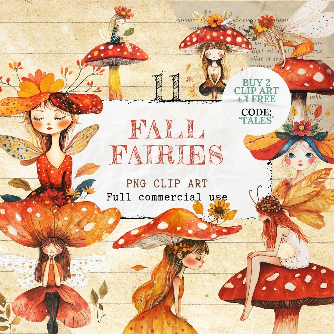 Fall Fairies Clipart, PNG, Full Commercial Use, Bookish Whimsical ...