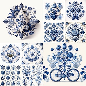 Delft Blue Mega Bundle Delft Blue Designs Delft Blue Digital Paper ...