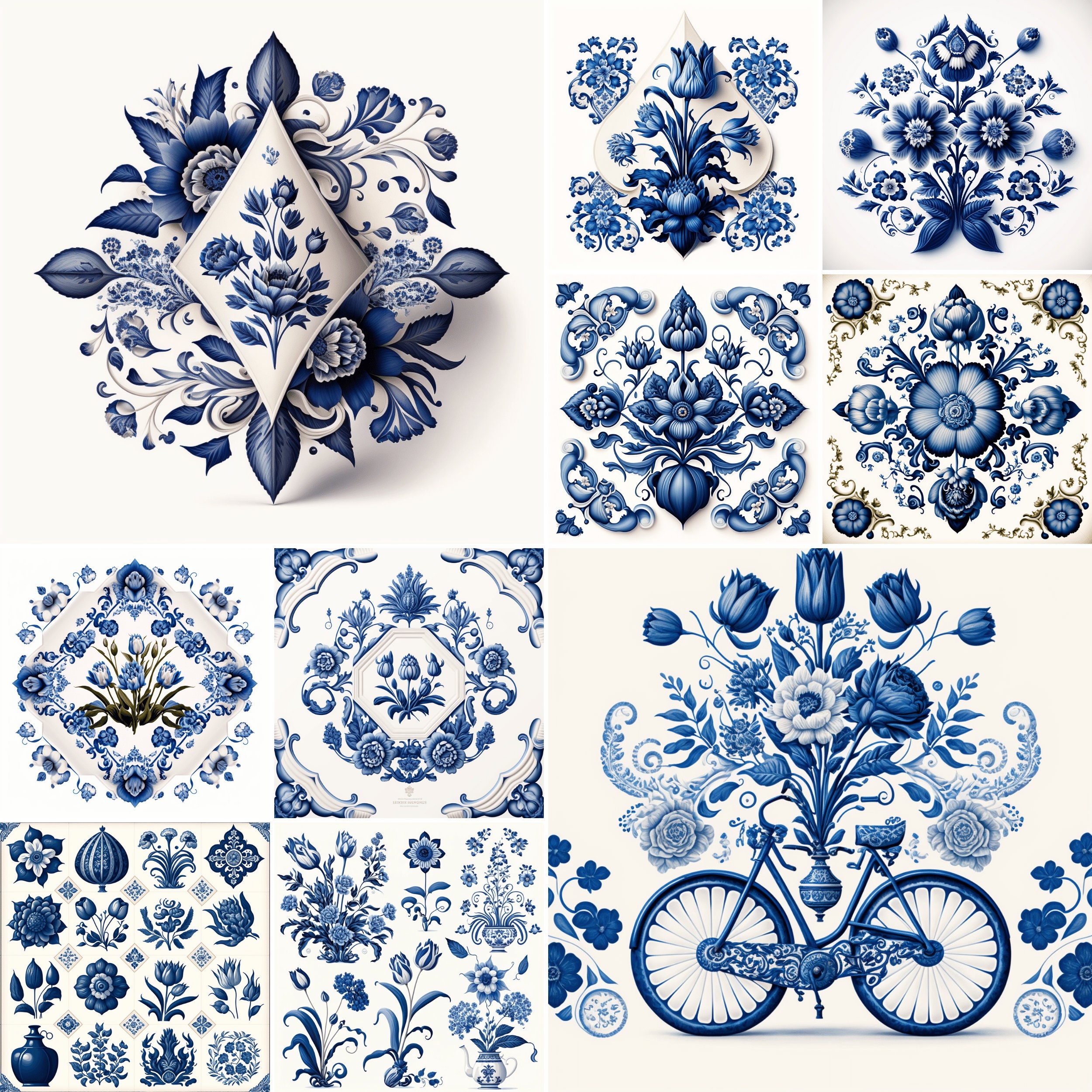 Delft Blue Mega Bundle Delft Blue Designs Delft Blue Digital Paper ...