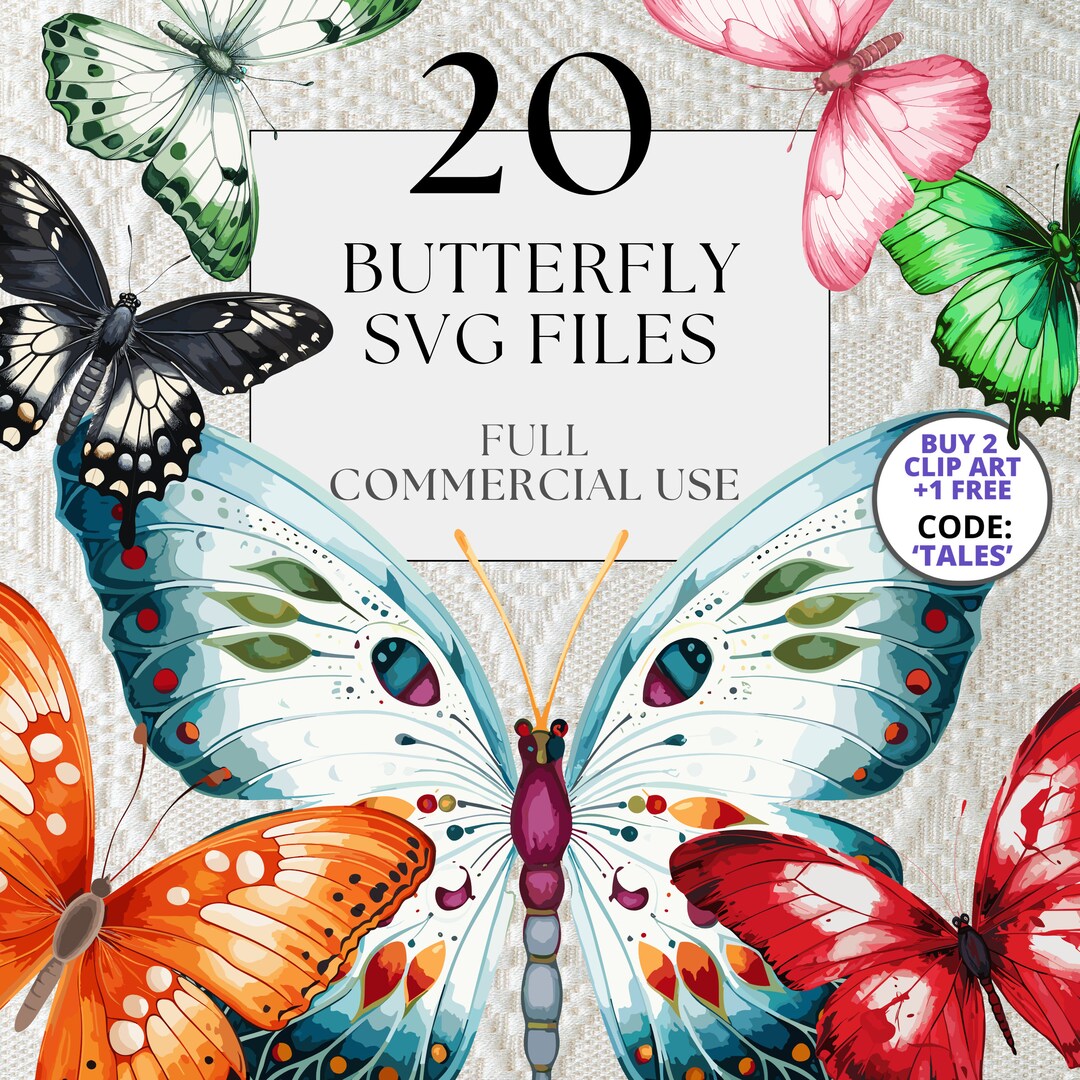 20 Beautiful Butterfly SVG Designs, High Quality SVG, Full Commercial ...