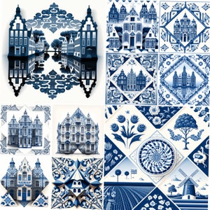 Delft Blue Architecture Patterns | Digital Paper | Printable ...